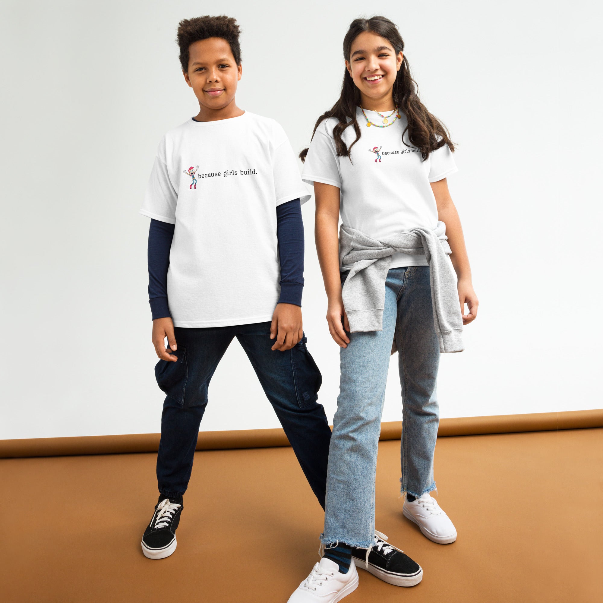 Susie's "because girls build." kids t-shirt. – Susie Builds